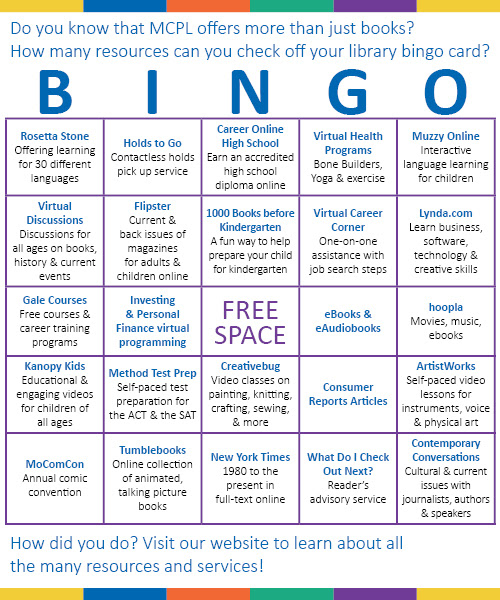 MCPL BINGO Card – Montgomery County Public Libraries